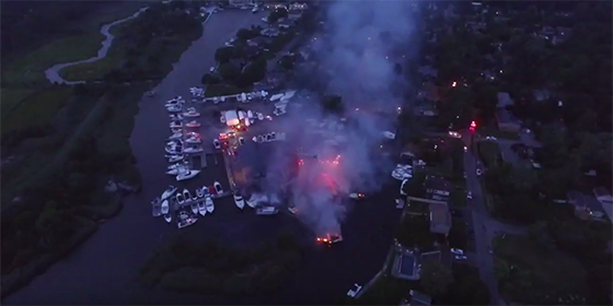 Fire Engulfs Long Island Marina